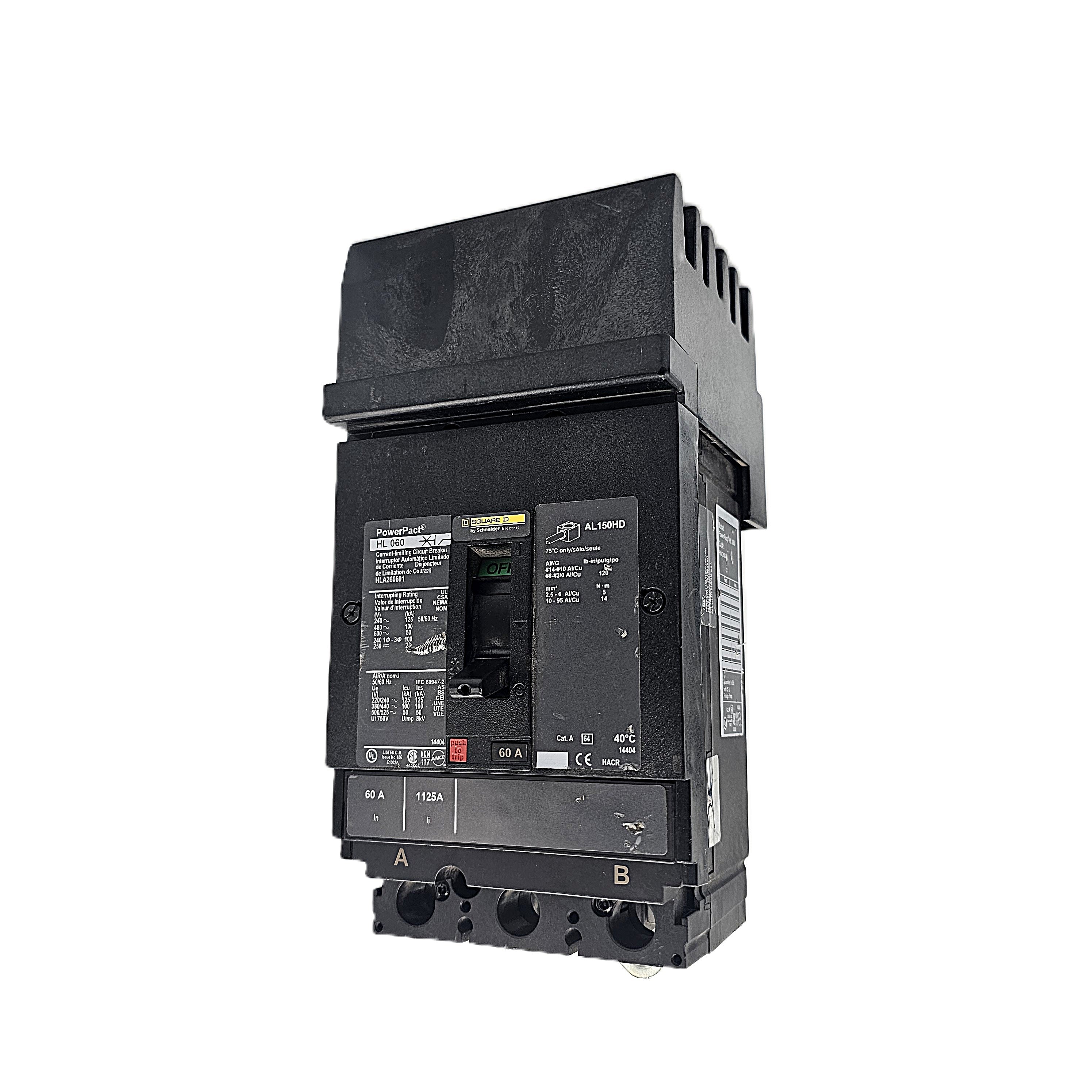 Square D PowerPact HLA260601 Circuit Breaker 2-Pole, 60 Amp, 600V AC ...