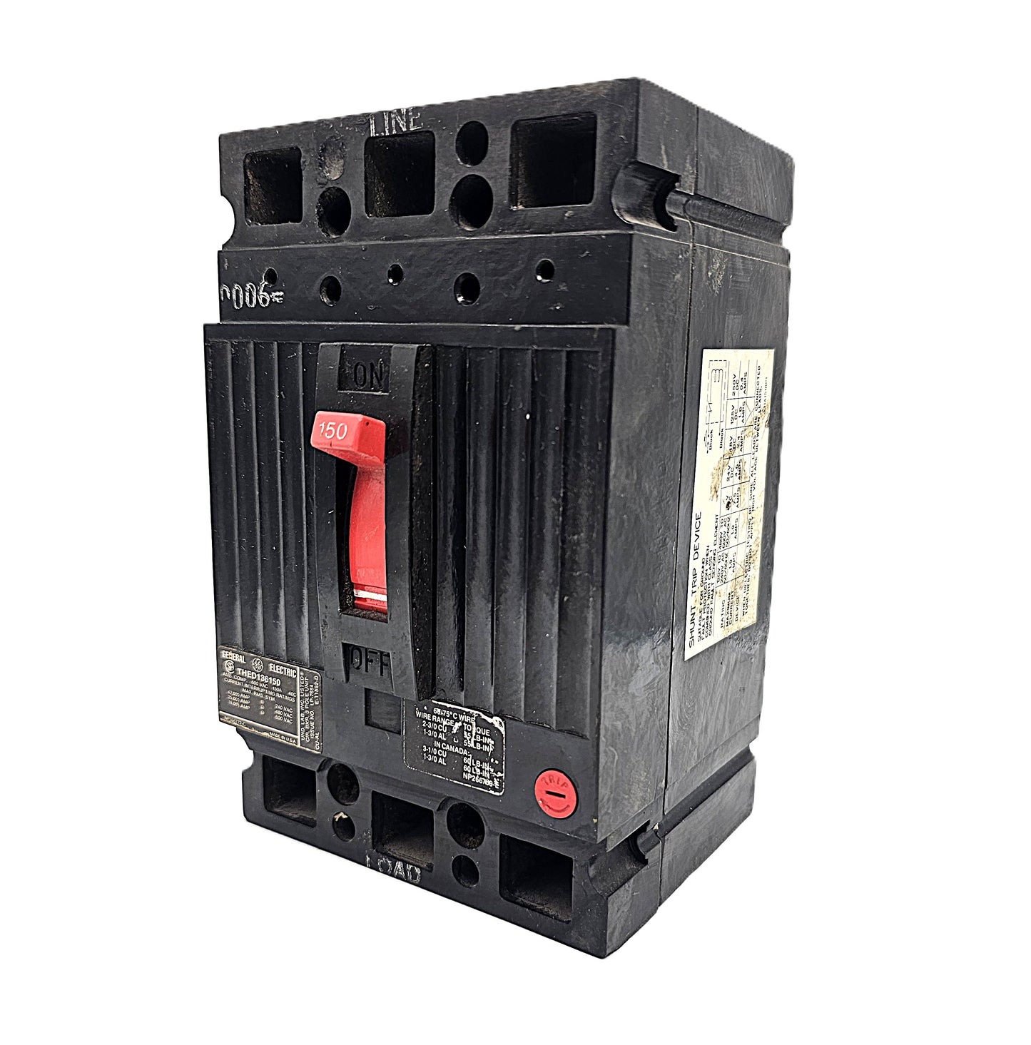 General Electric THED136150 Circuit Breaker 3-Pole, 150 Amp, 600V AC ...