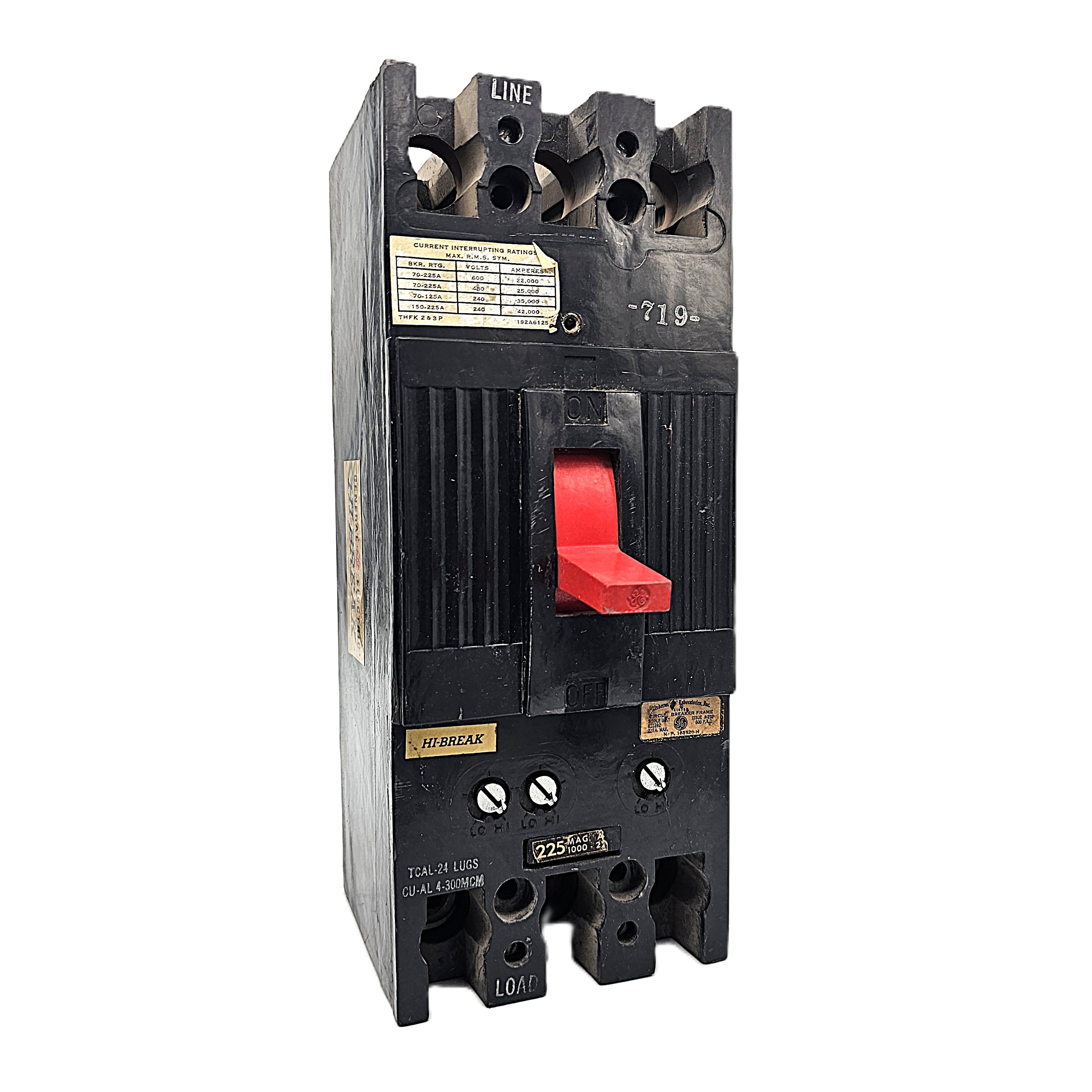 General Electric Hi-Break THFK236225 Circuit Breaker 3-Pole, 225 Amp ...