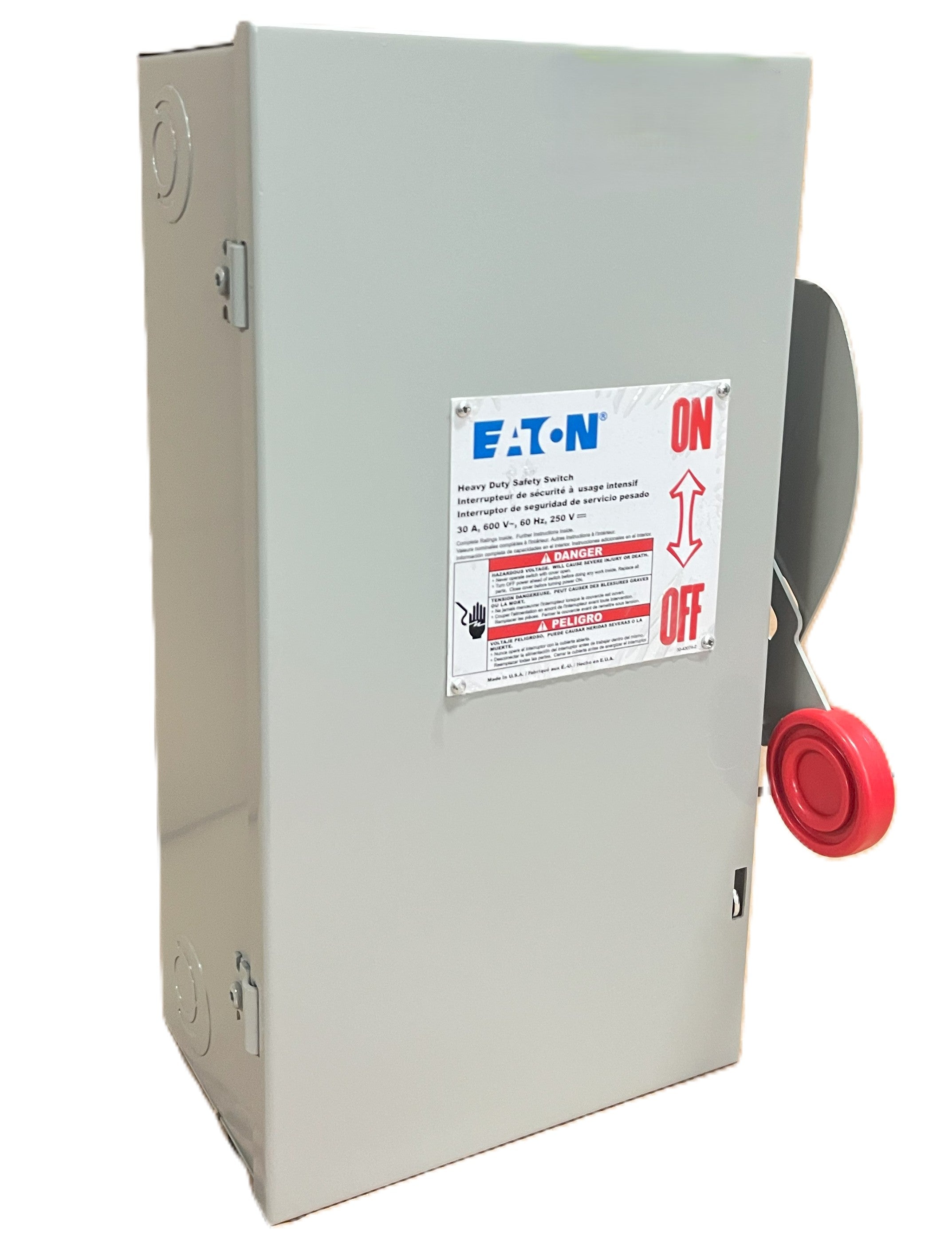 Eaton Heavy Duty Disconnect Safety Switch 30A, 600V AC / 250V DC, 3-Po ...