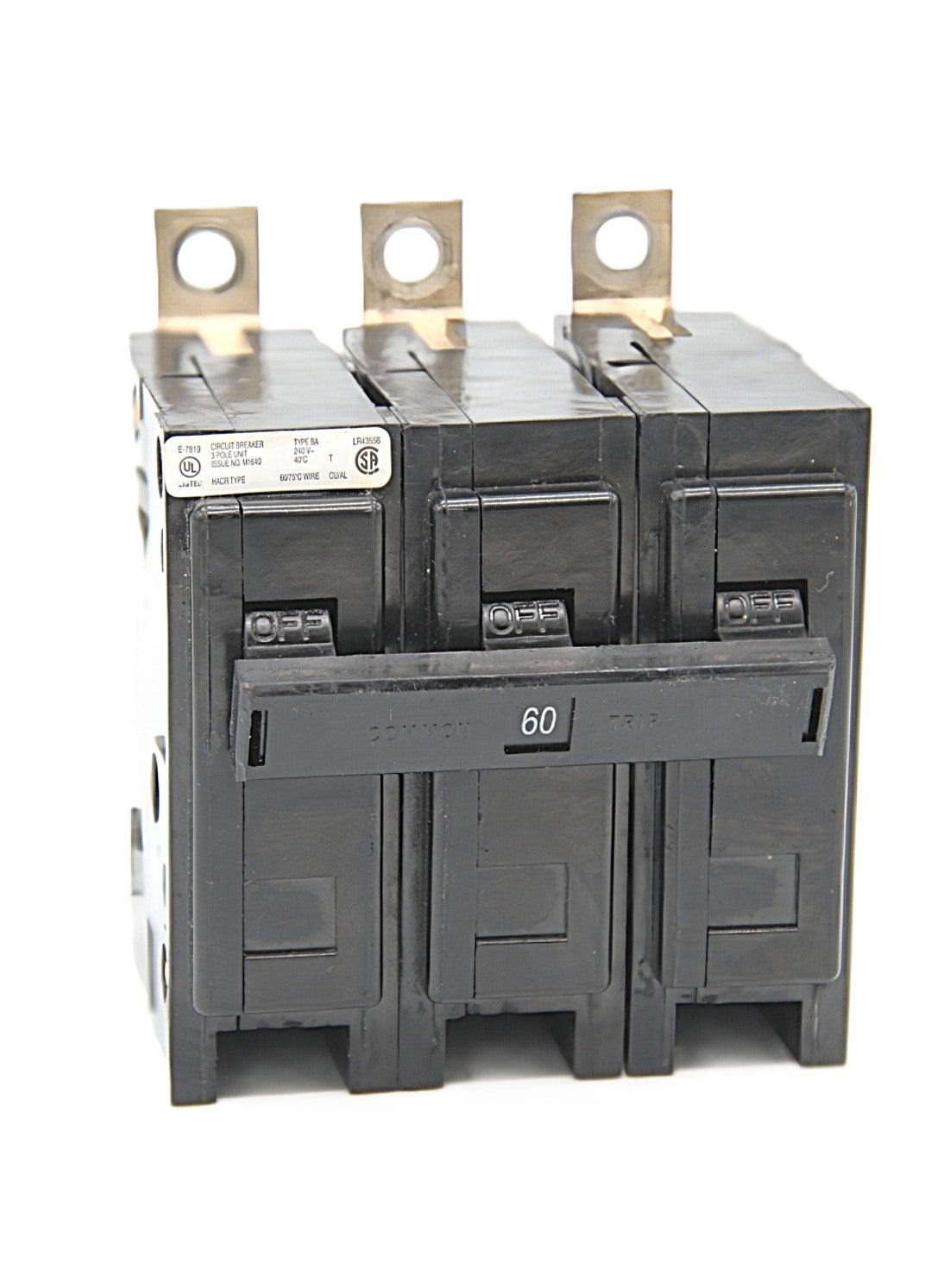 Eaton Type BA BAB3060 3-Pole Circuit Breaker 60 Amps 240V AC 10,000 Am ...